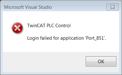 TwinCAT 3 Login及Online界面常见问答: 更新PLC程序后重新激活并Login，出现Login failed for application 'Port_851'，调试电脑报 ...